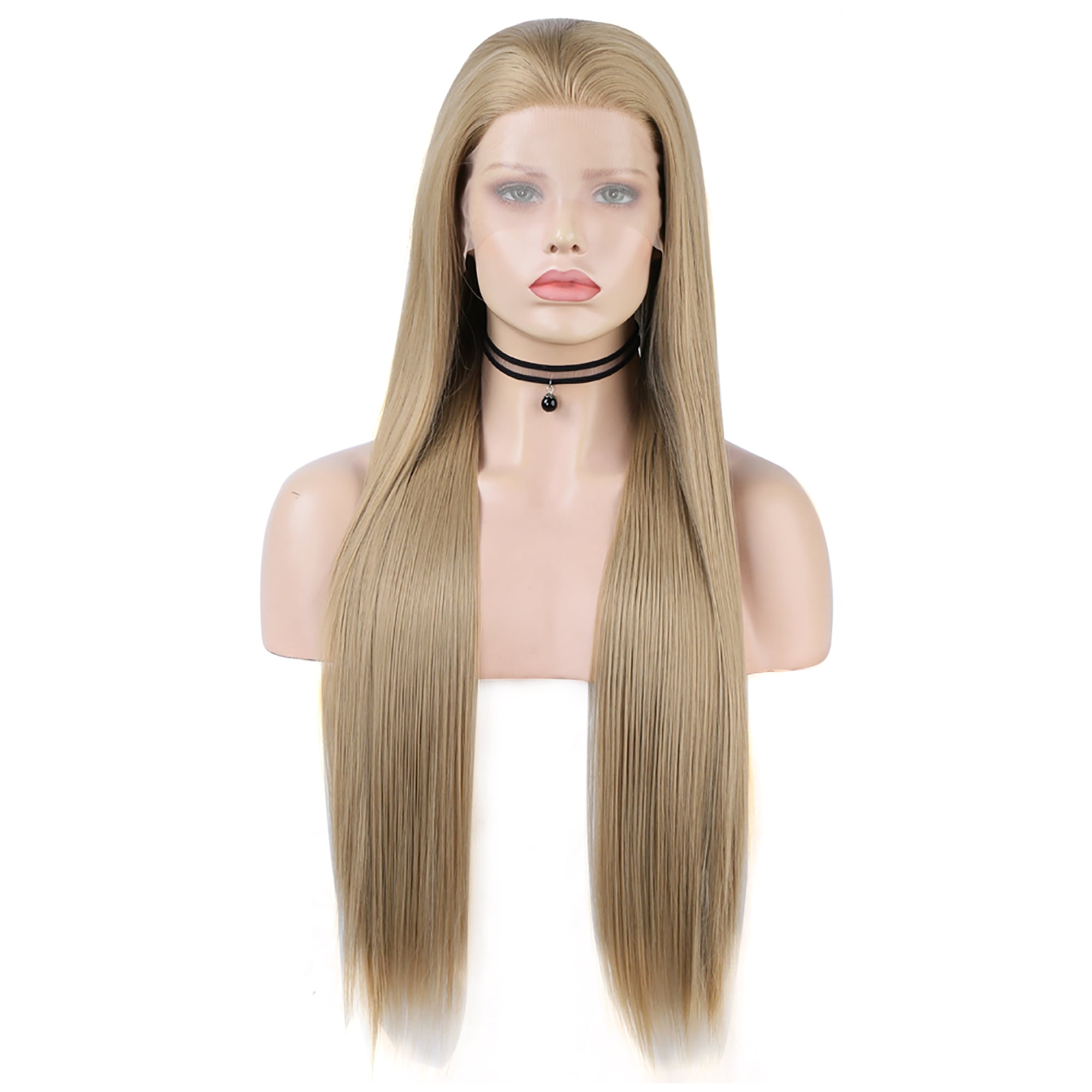 Unique Bargains Lace Front Wigs for Women 24" Blonde Long Straight Hair ...