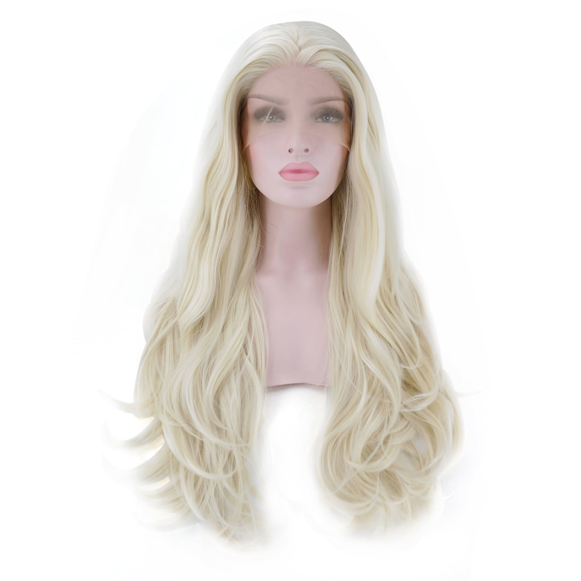 Unique Bargains Lace Front Wigs for Women 24" Bright Golden Long ...