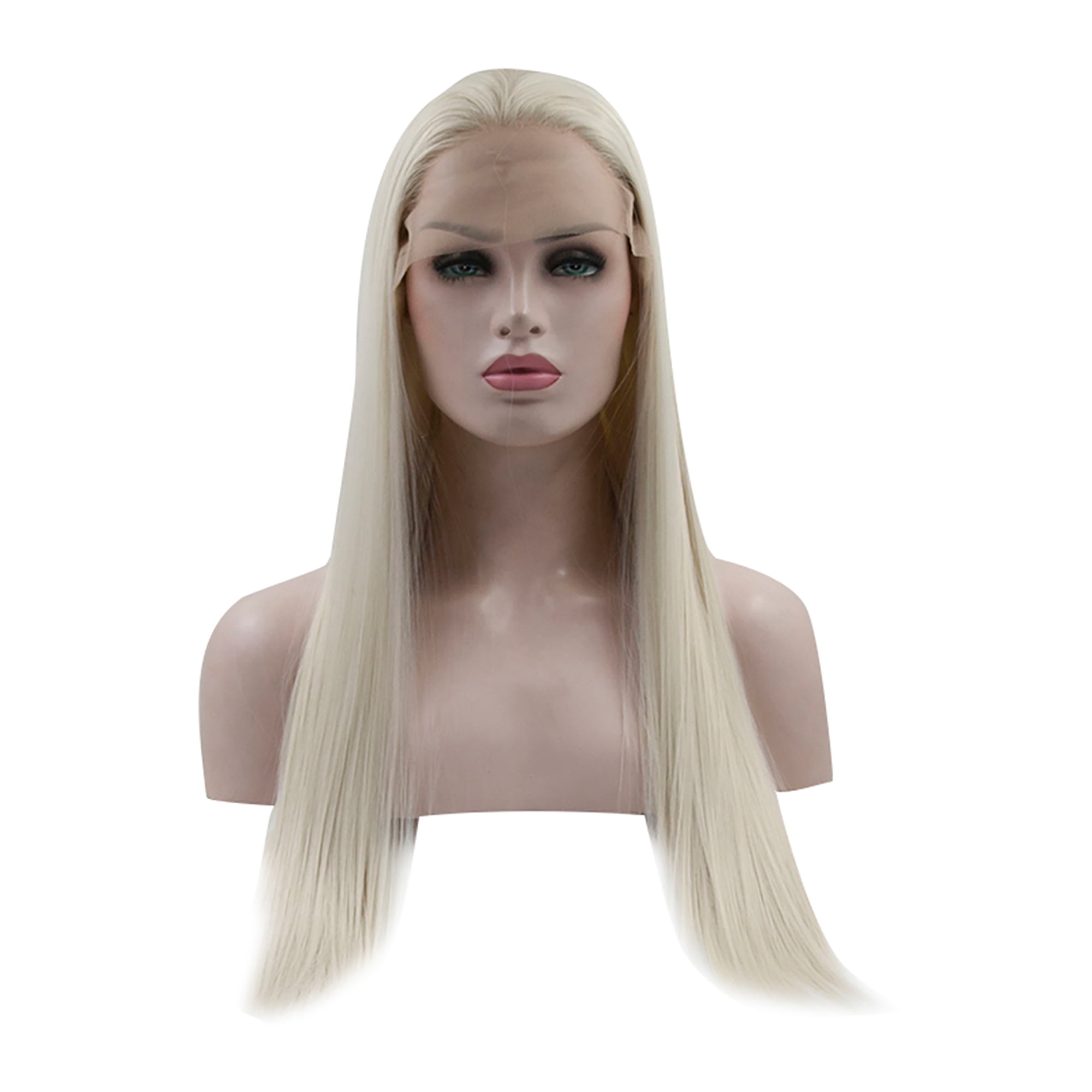 Unique Bargains Lace Front Wigs for Women 24" Light Golden Long ...