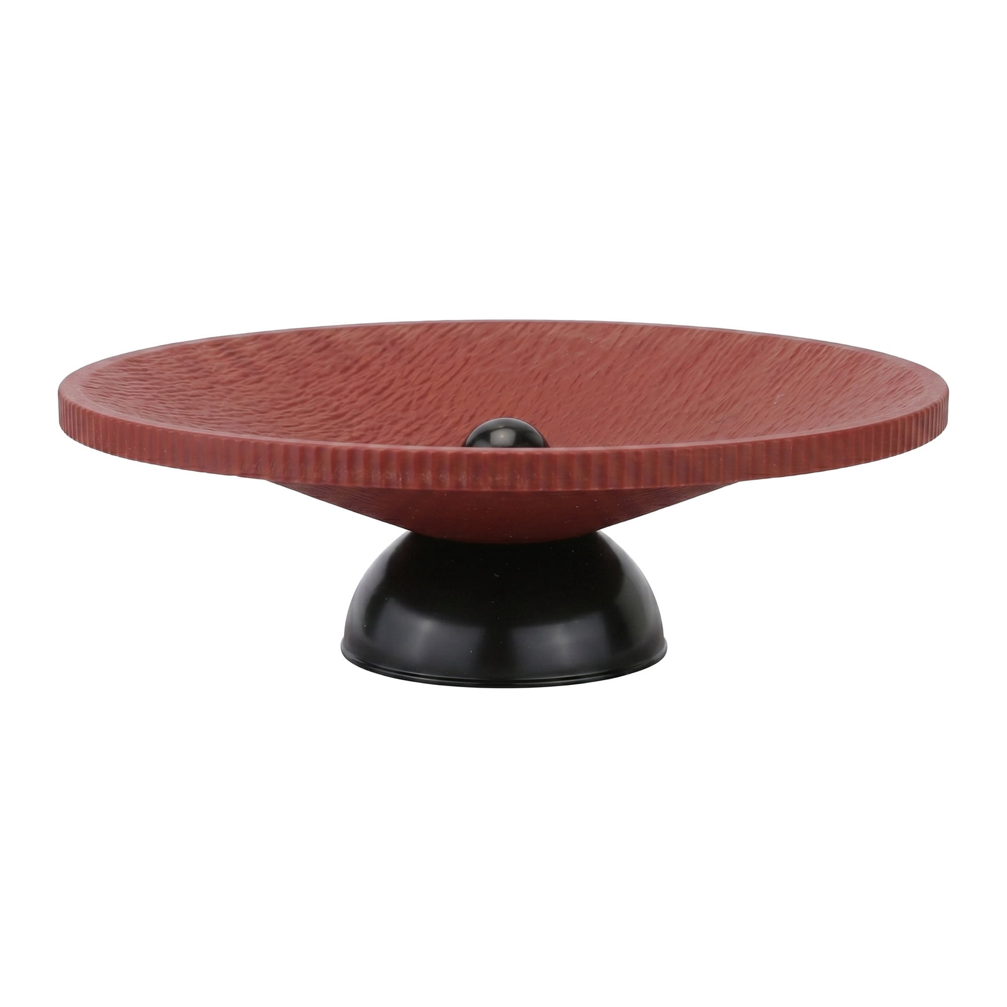 Unique Bargains Large Fluted Decorative Wavy Pedestal Fruit Bowl Red 9. ...