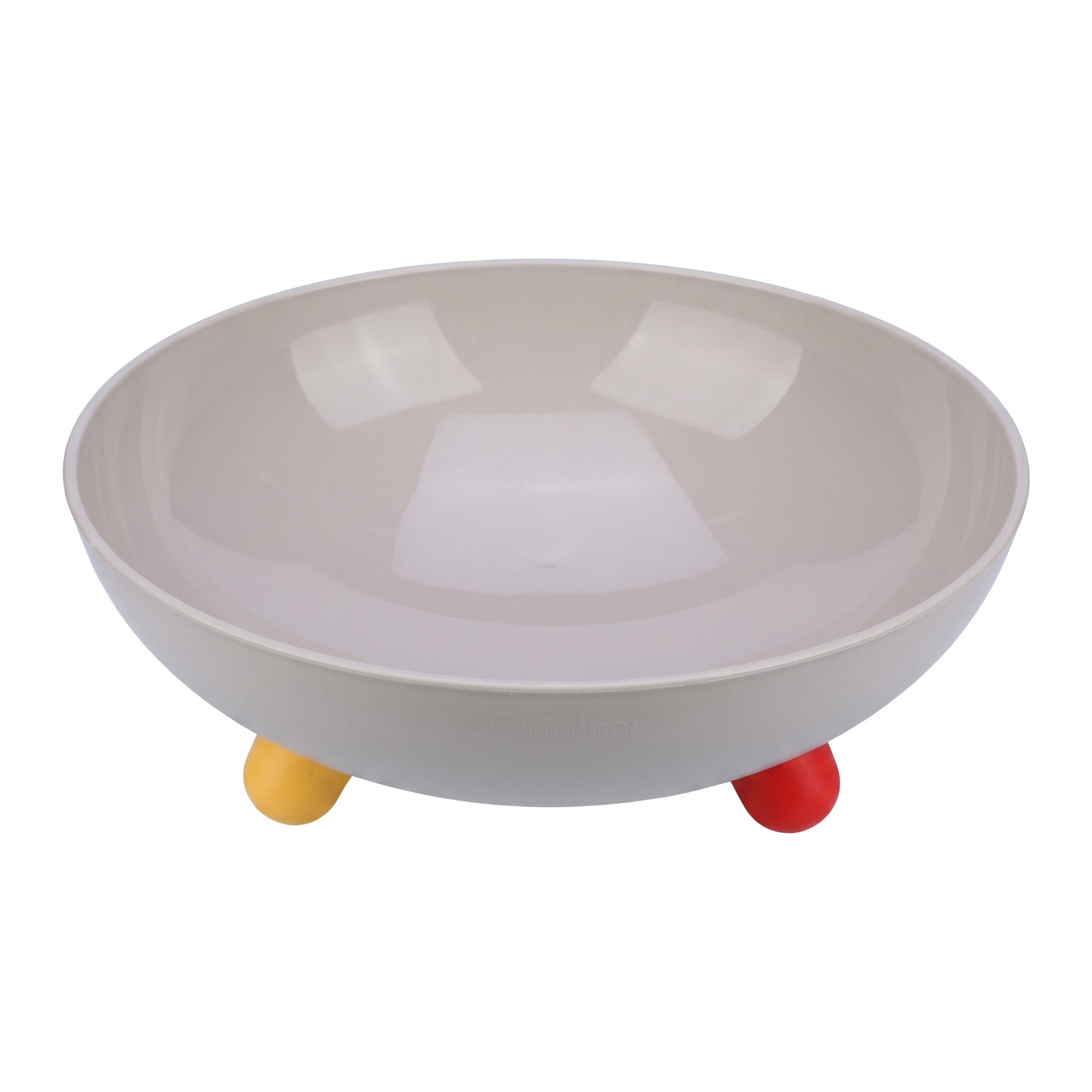 Unique Bargains Large Round Pedestal Fluted Fruit Bowl Grey 10.4" x 10. ...