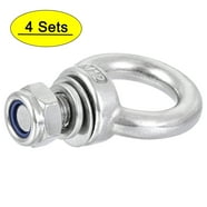 M10x70 3/8"x2.75" Stainless Steel Eye Bolts Threaded Screw Eyebolt Shoulder Ring with Nuts ...