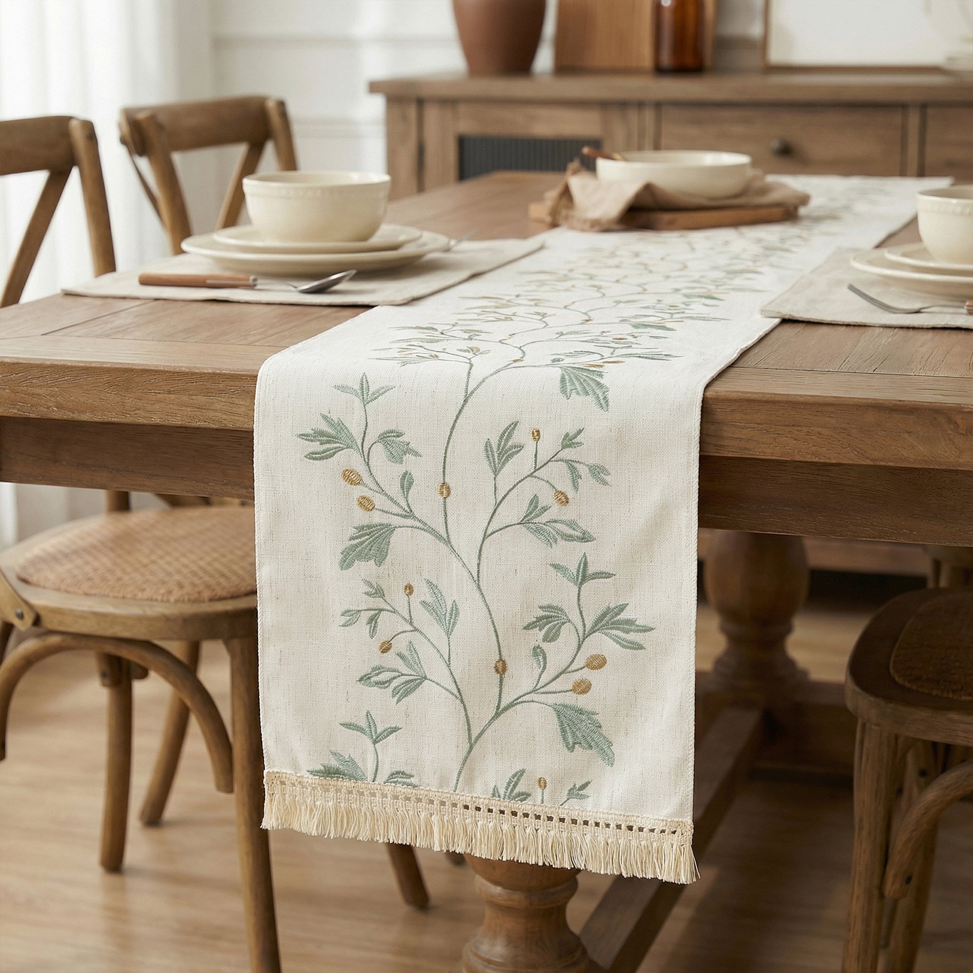 Unique Bargains Long Washable Floral Table Runner for Dining Decor ...