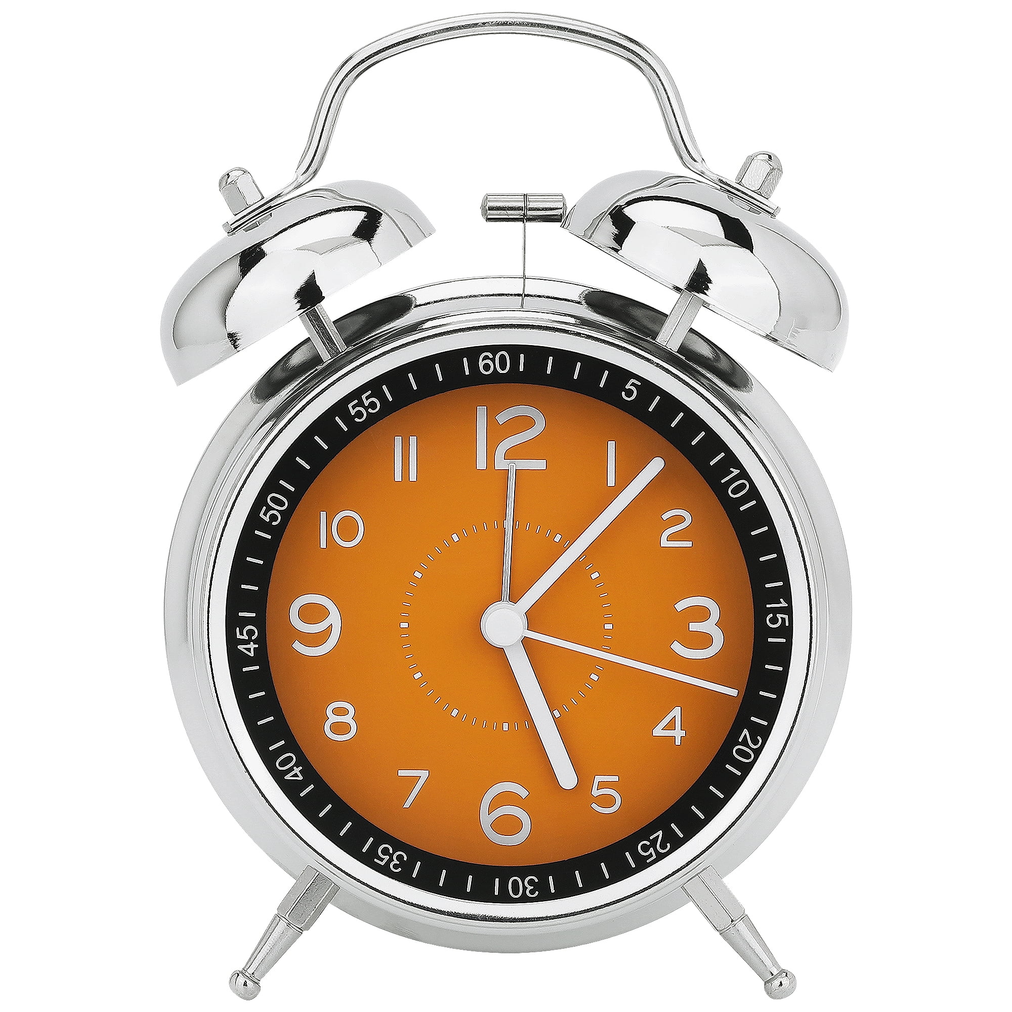Unique Bargains Loud Bell Sound Metal Mechanical Alarm Clock Orange 4.5 ...