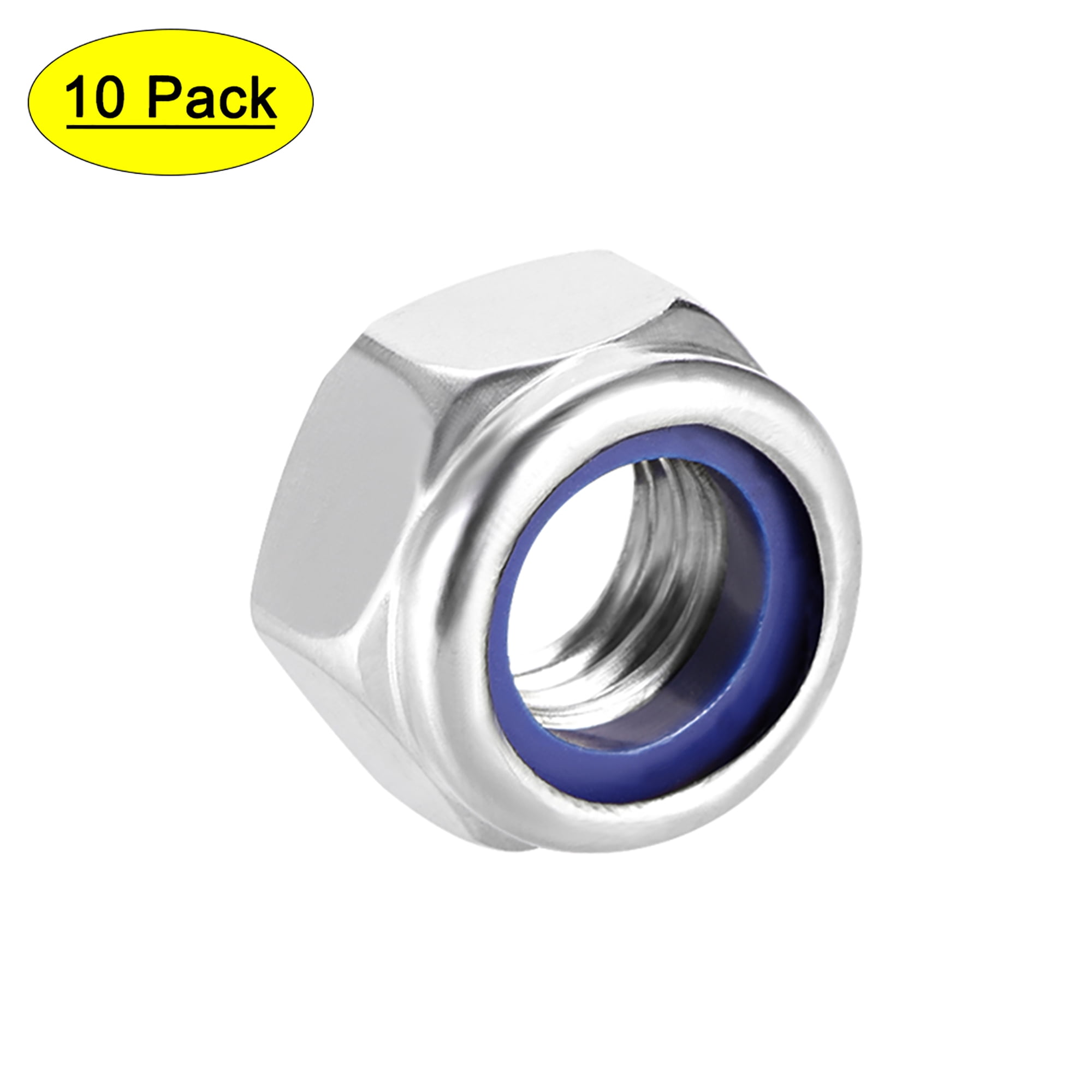 Unique Bargains M12x1.75mm Hex Lock Nuts Stainless Steel Nylon Insert ...