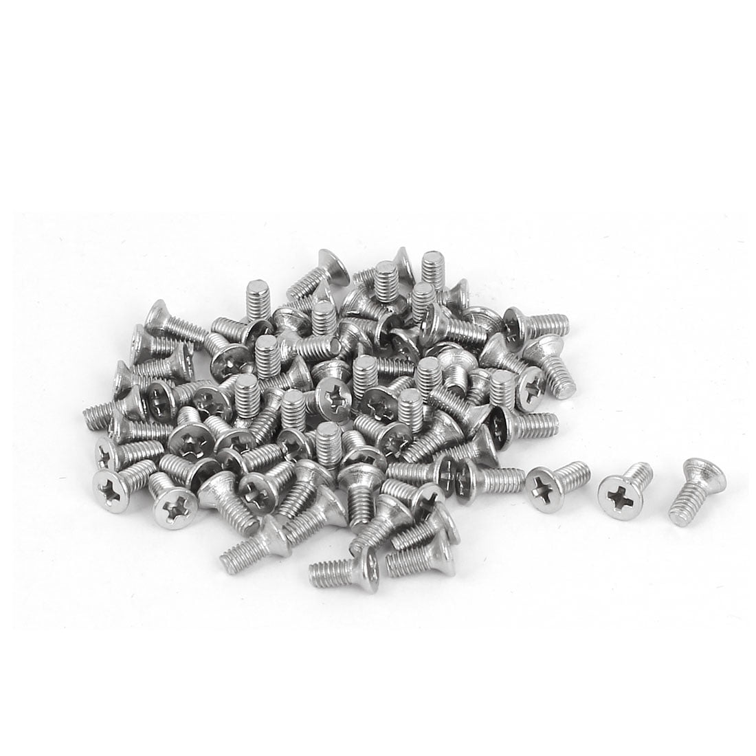 Unique Bargains M2.5 x 6mm 316 Stainless Steel Drive Machine Flat Head Screws (75-Pack ...