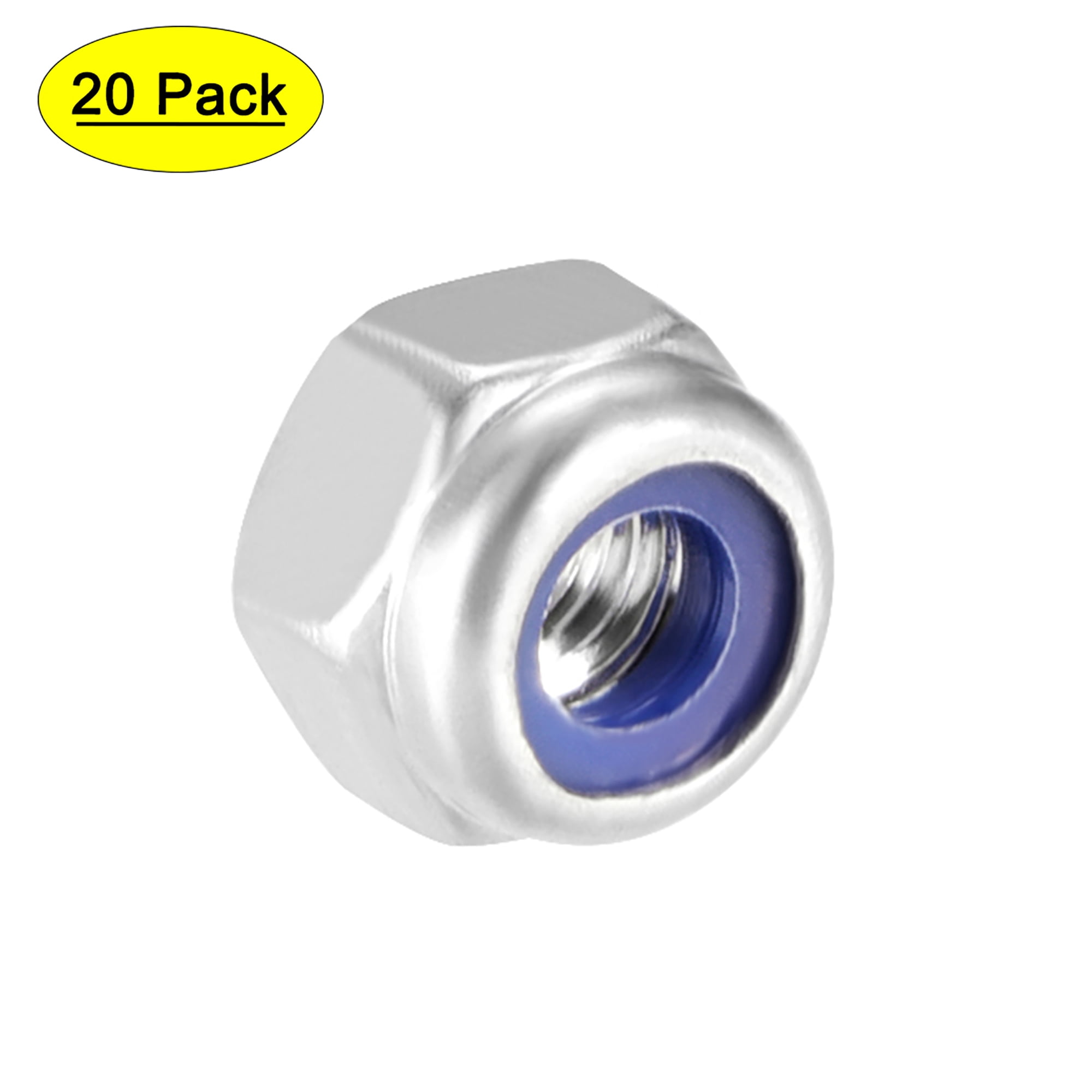 Unique Bargains M3 x 0.5mm Hex Lock Nuts Stainless Steel Nylon Insert ...