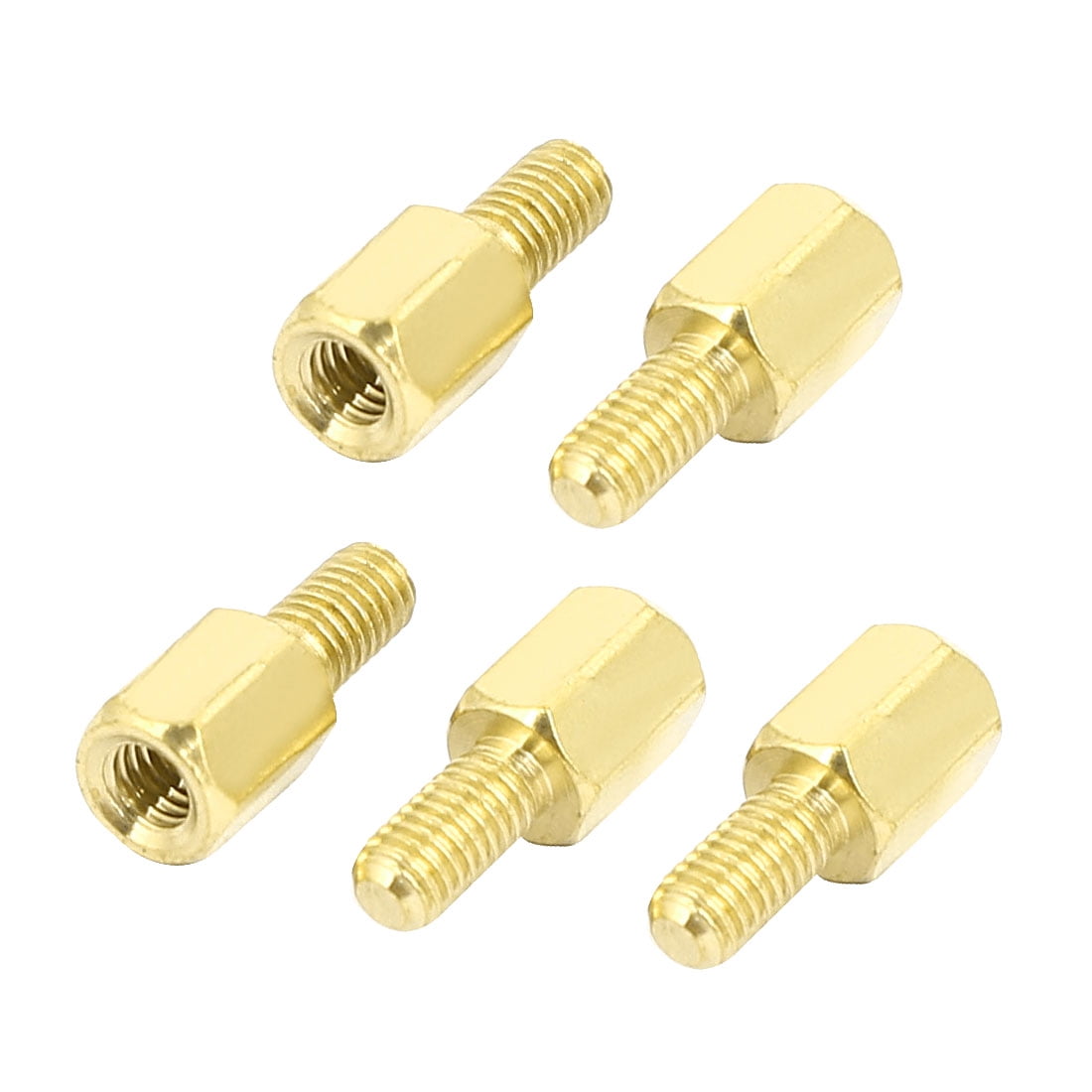 Unique Bargains M3x6+6mm Male/Female Threaded Brass Hex Hexagonal ...