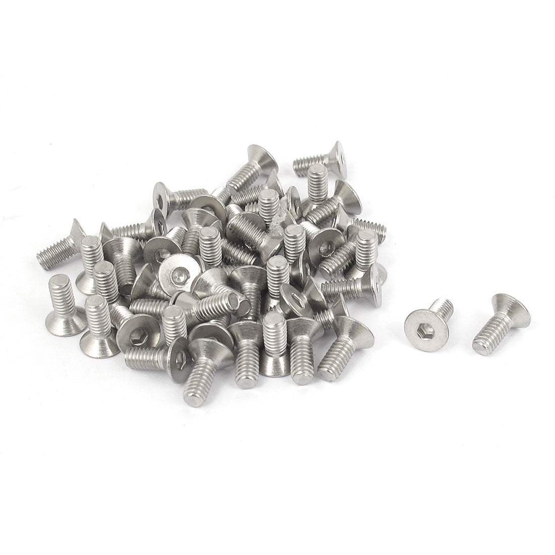 Unique Bargains M4 x 10mm 304 Stainless Steel Hex Socket Countersunk Flat Head Screw Bolts 50pcs ...