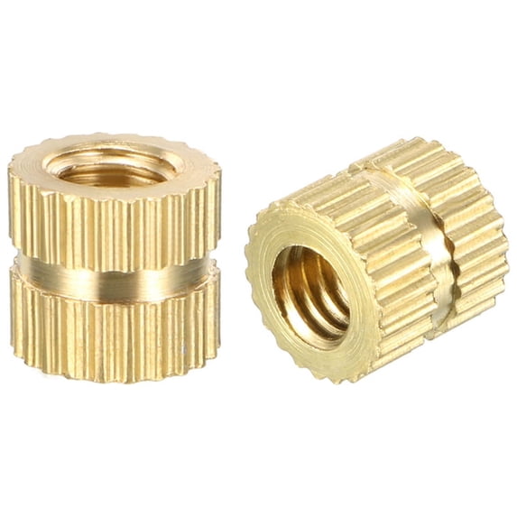 Unique Bargains M4 x 6mm(L) x 6.4mm(OD) Brass Knurled Threaded Insert ...