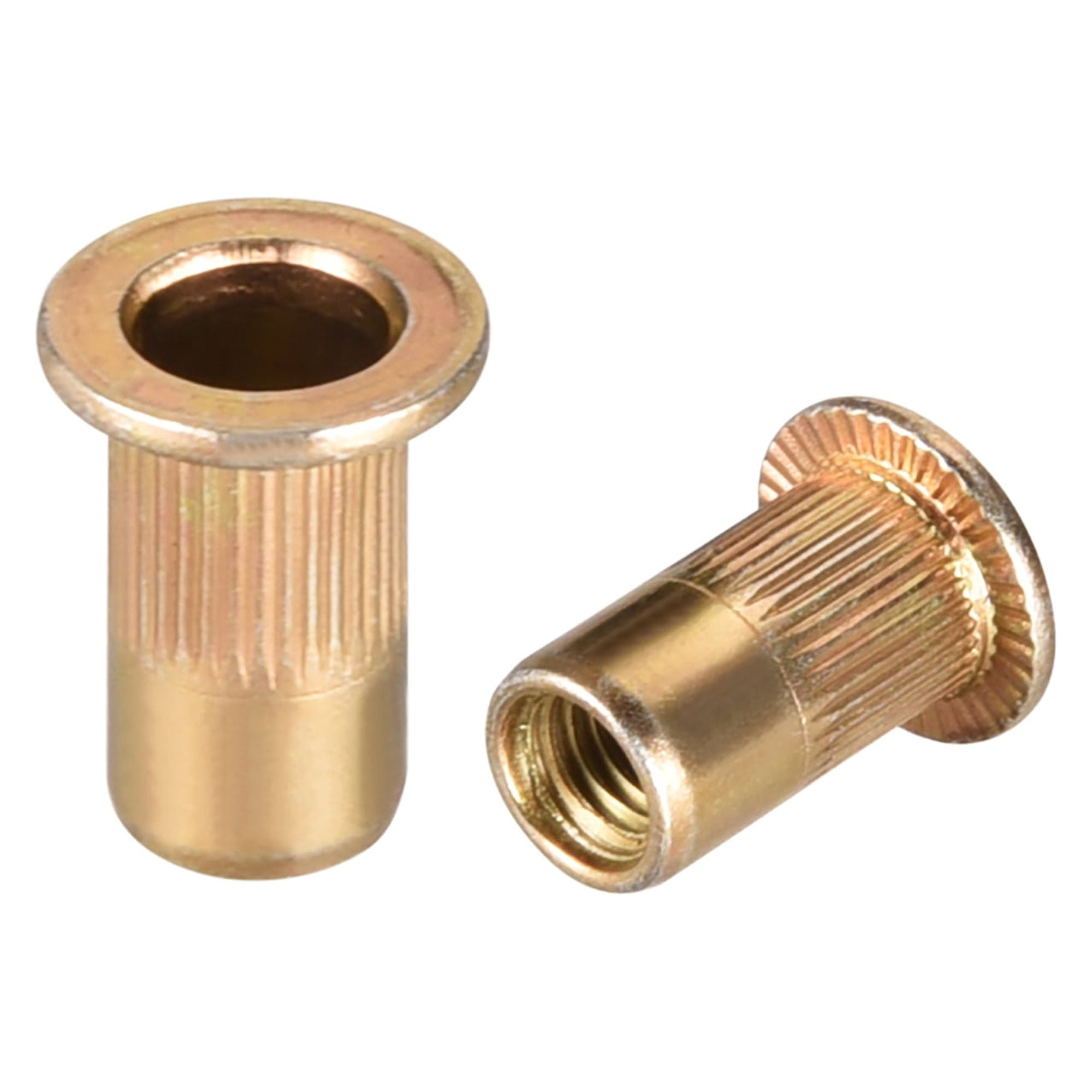 Unique Bargains M5 Carbon Steel Rivet Nuts Flat Head Insert Yellow Zinc ...