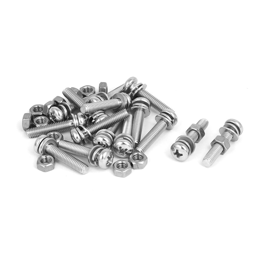 Unique Bargains M5 x 25mm 304 Stainless Steel Pan Head Screws Nuts w ...