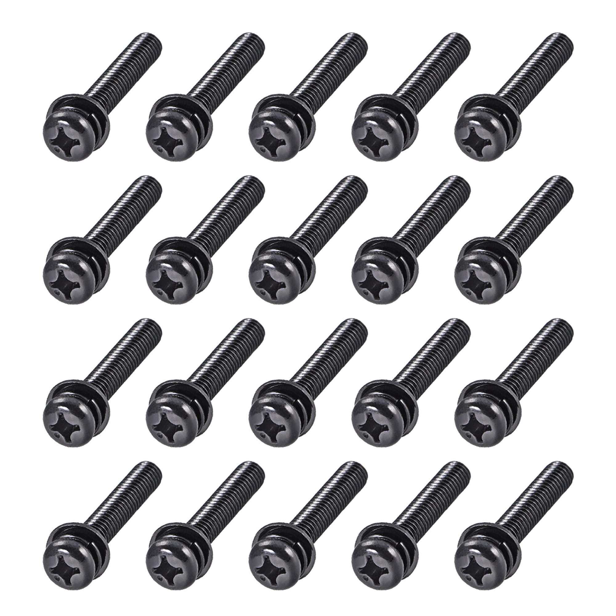 Unique Bargains M6 x1.38'' Pan Head Machine Screws Bolts Combine Carbon ...