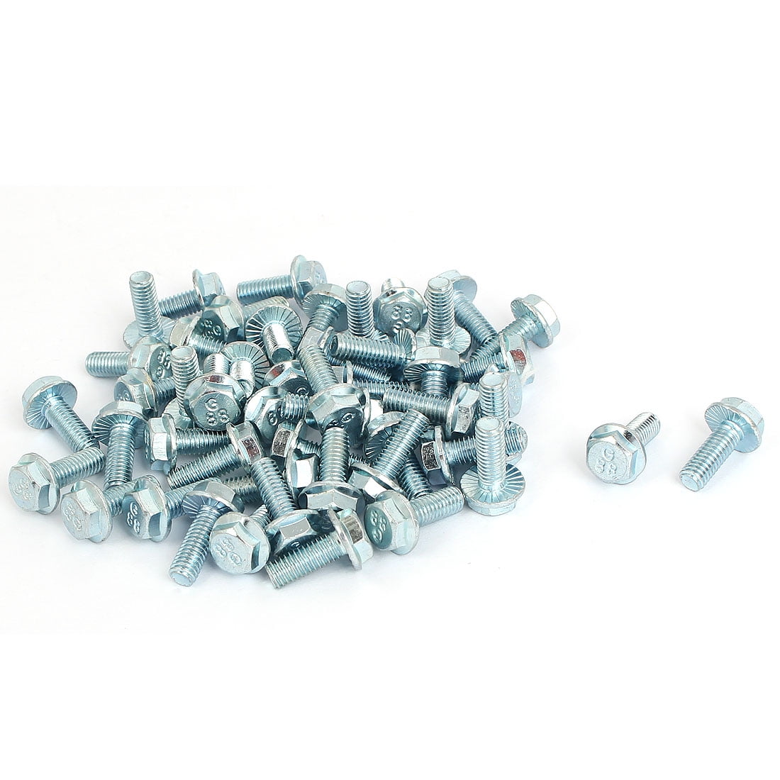 Unique Bargains M6x16mm Grade 8.8 Metric Serrated Hex Flange Screws Bolts 50Pcs Zinc Plated ...