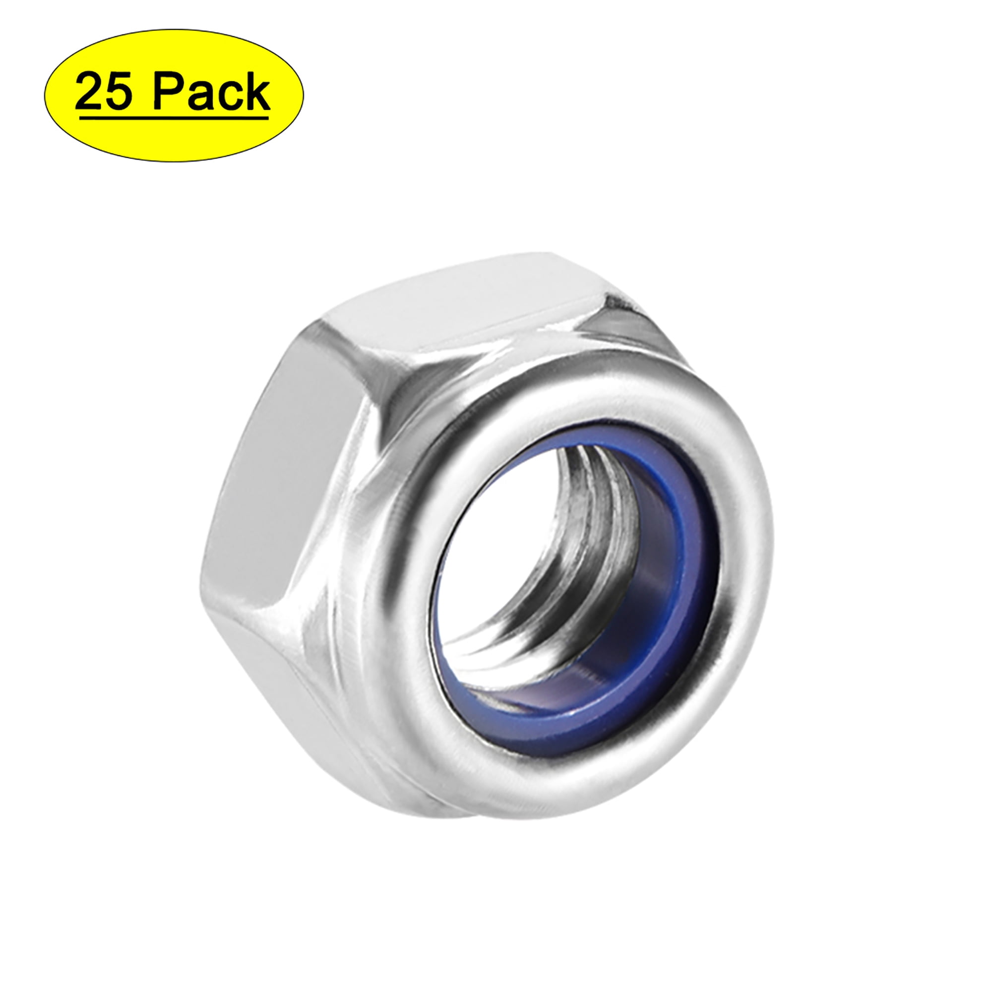 Unique Bargains M8x1.25mm Hex Lock Nuts Stainless Steel Nylon Insert ...