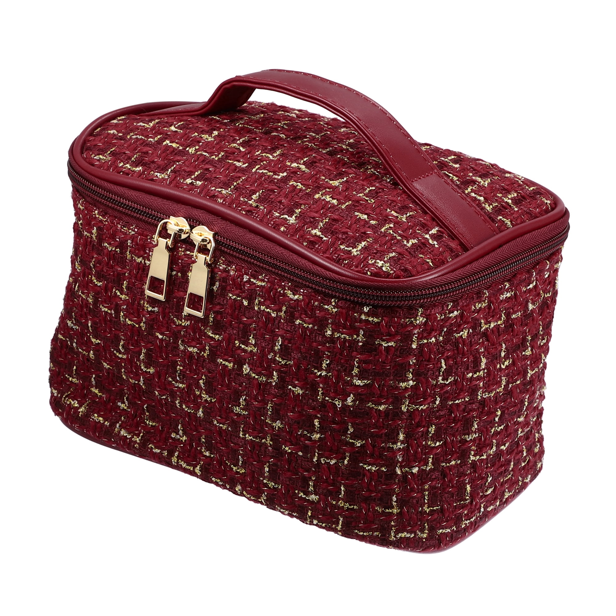 Unique Bargains Floral Makeup Bag Zipper Flower Cosmetic Pouch Red ...