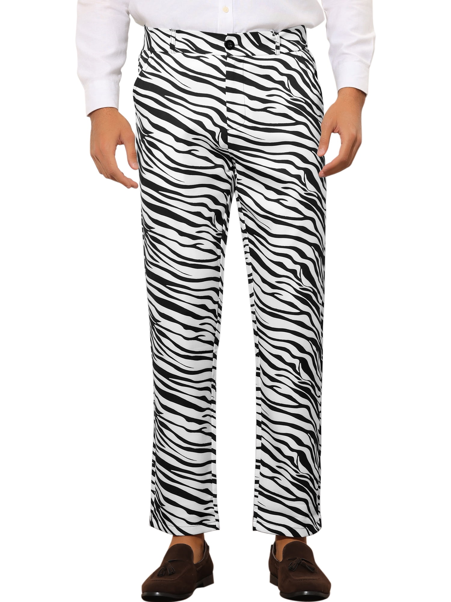 Unique Bargains Men's Animal Printed Dress Pants Regular Fit Pattern ...