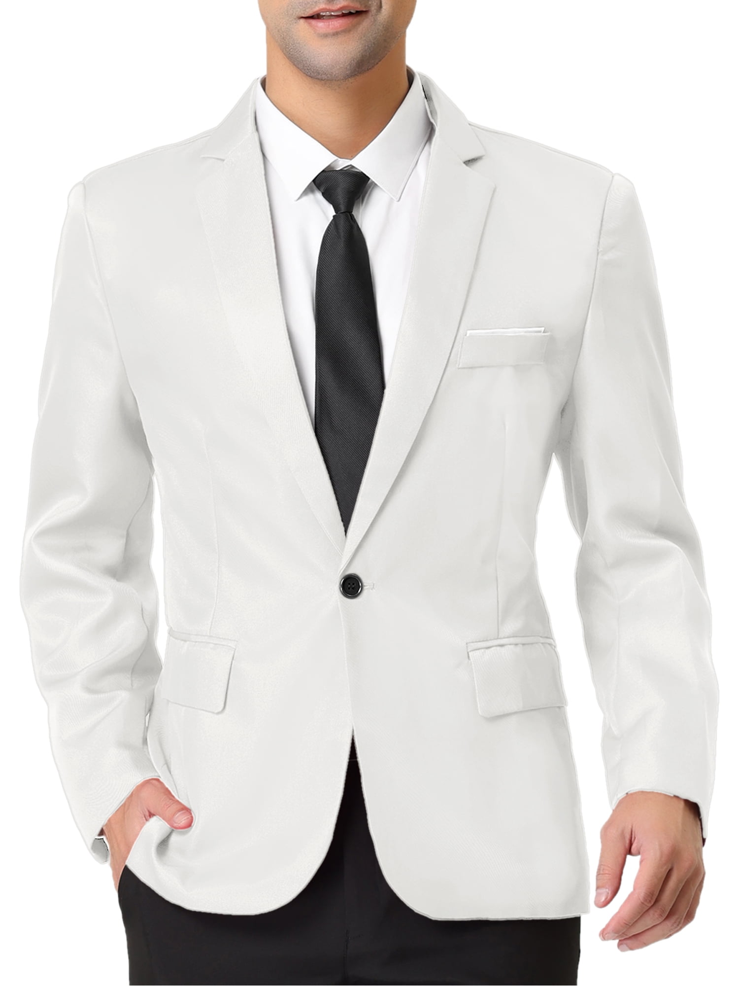 Unique Bargains Men's Blazer Single Breasted One Button Prom Suit Coat ...