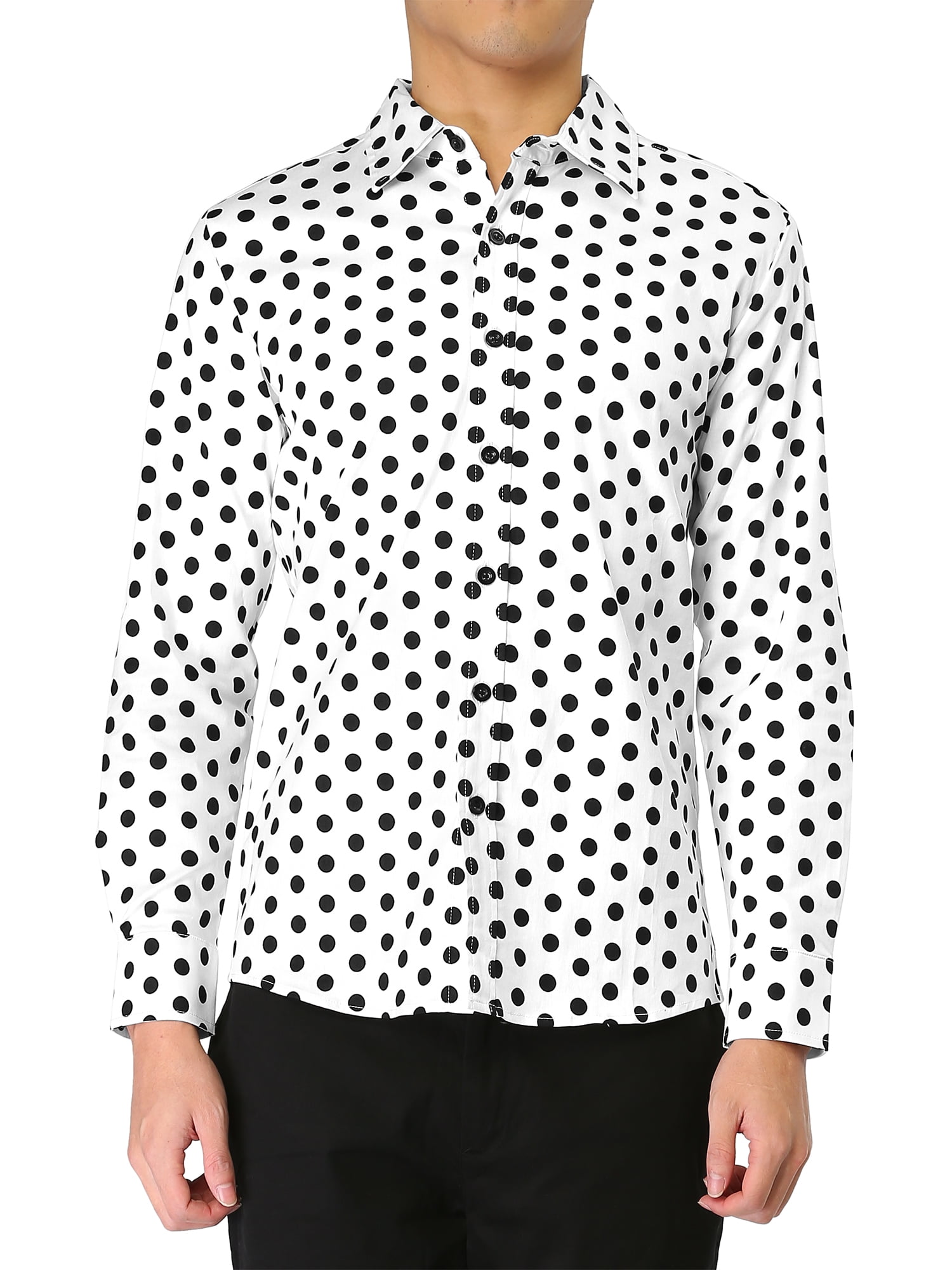 Bargains men's Slim Polka Dots Shirt - Cotton - White - Walmart.com