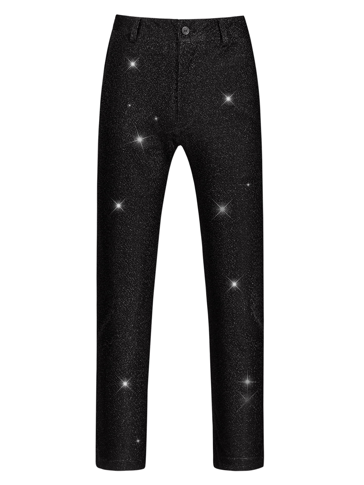 Bargains men's Metallic Pants - Shiny Straight Leg Party Trouser Black ...