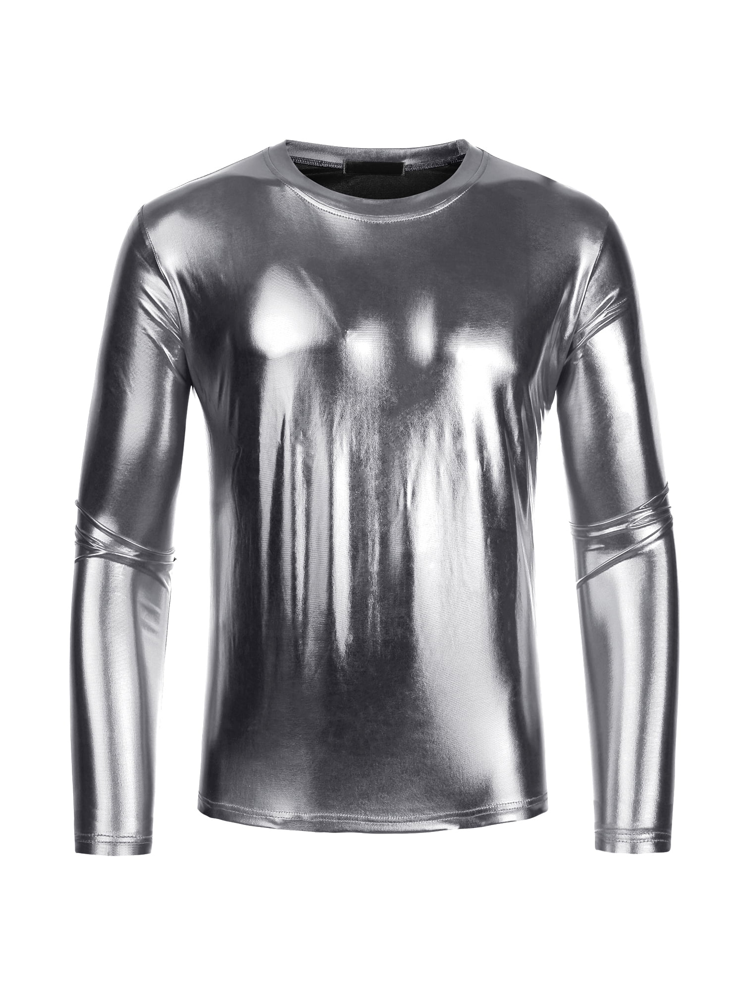Unique Bargains men's Metallic T-Shirt 2XL Gray - Walmart.com