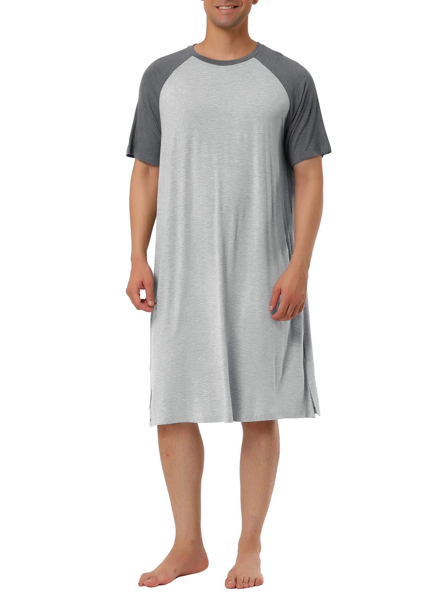 Unique Bargains Men's Nightshirt Raglan Sleeves Lounge Nightgown ...