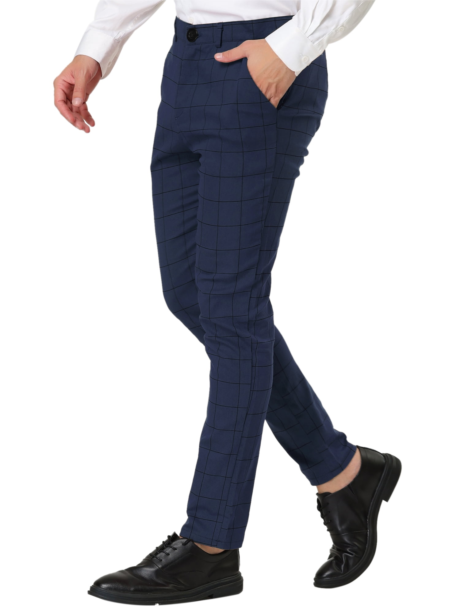 Unique Bargains Men's Plaid Dress Slim Fit Checked Business Pants with ...