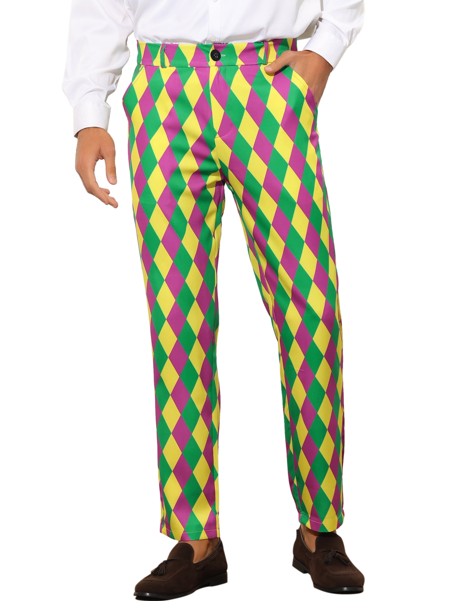 Unique Bargains Men's Printed Dress Pants Flat Front Business Suit ...