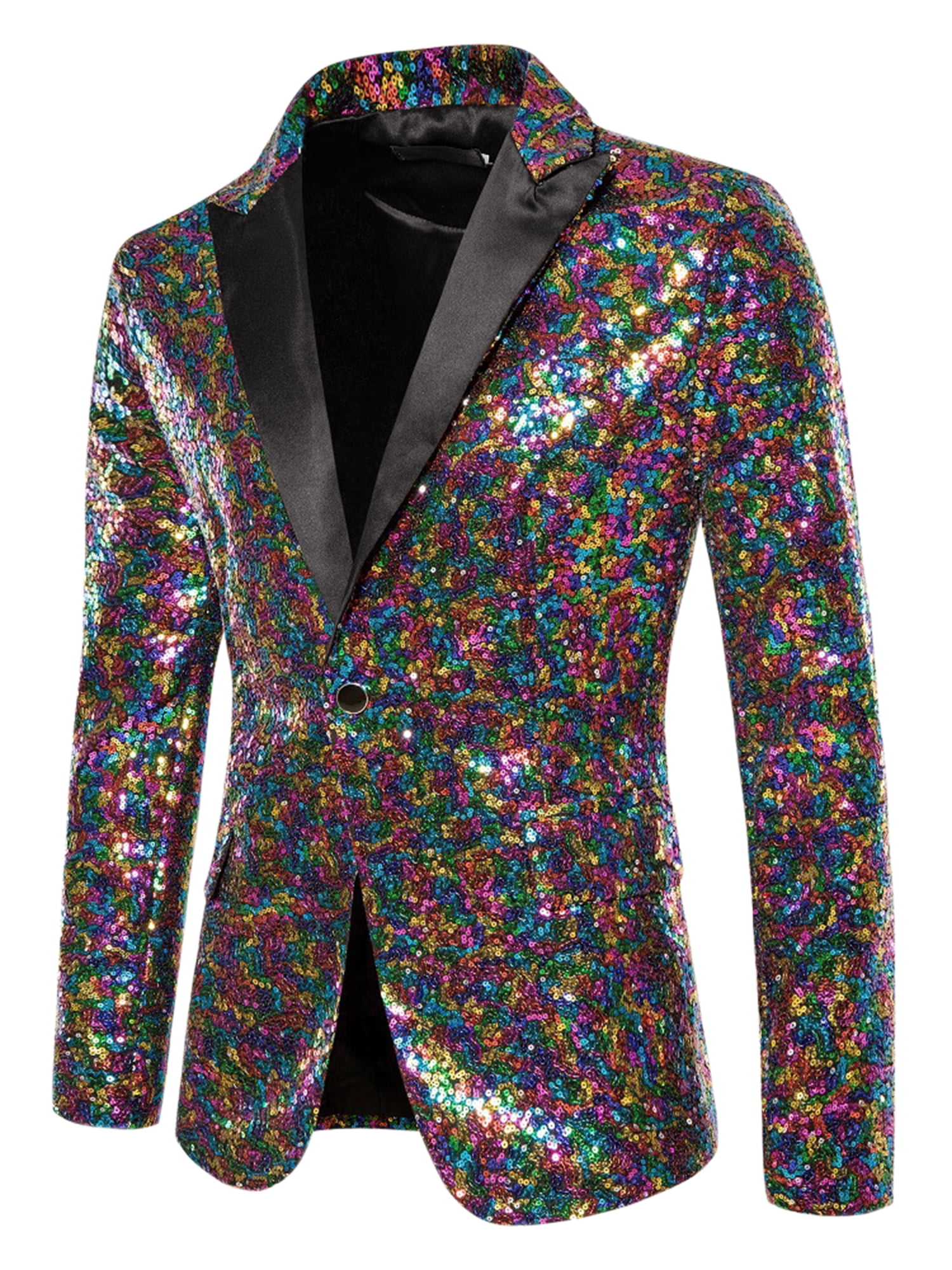 Free Shipping! Unique Bargains Men's Sequin Peak Lapel Shiny Sparkle ...