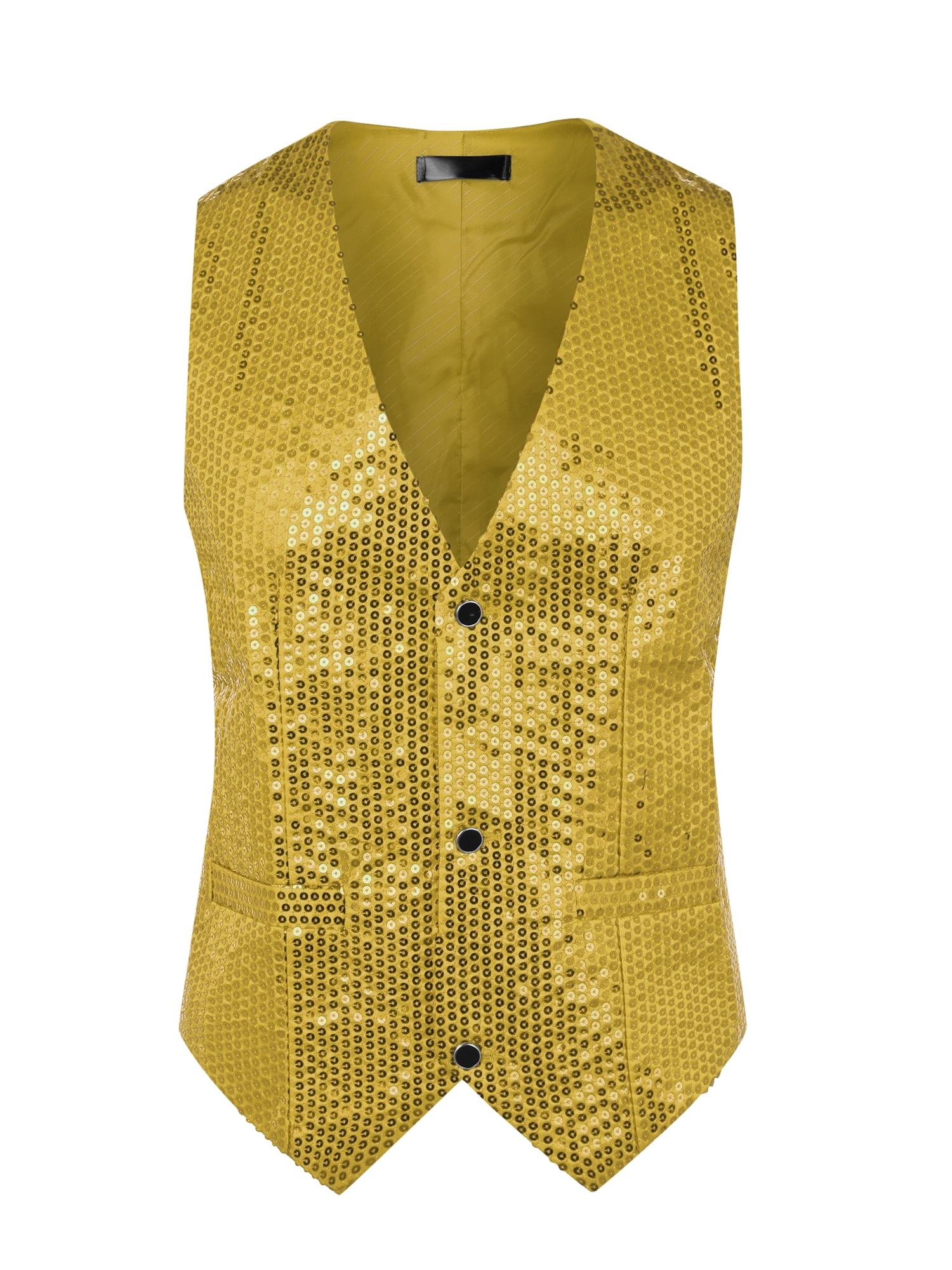 Unique Bargains Men's Shiny Sequin V-Neck Party Sleeveless Dress ...