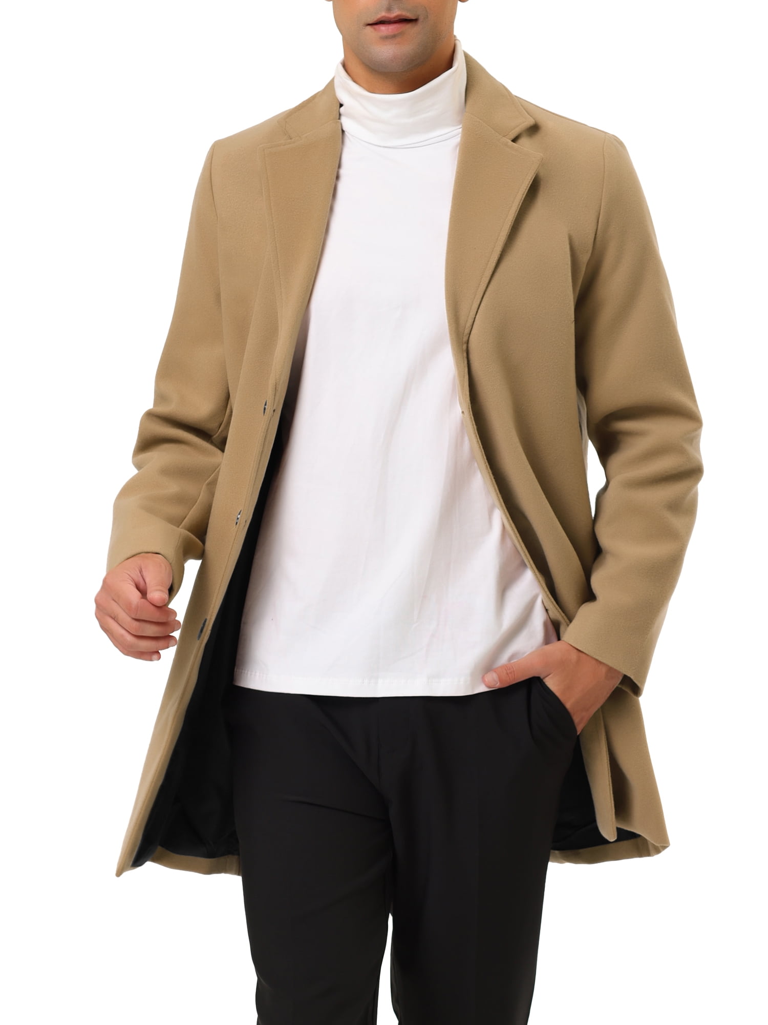 Bargains men's Slim Fit Overcoat - Notched Lapel Single Breasted ...