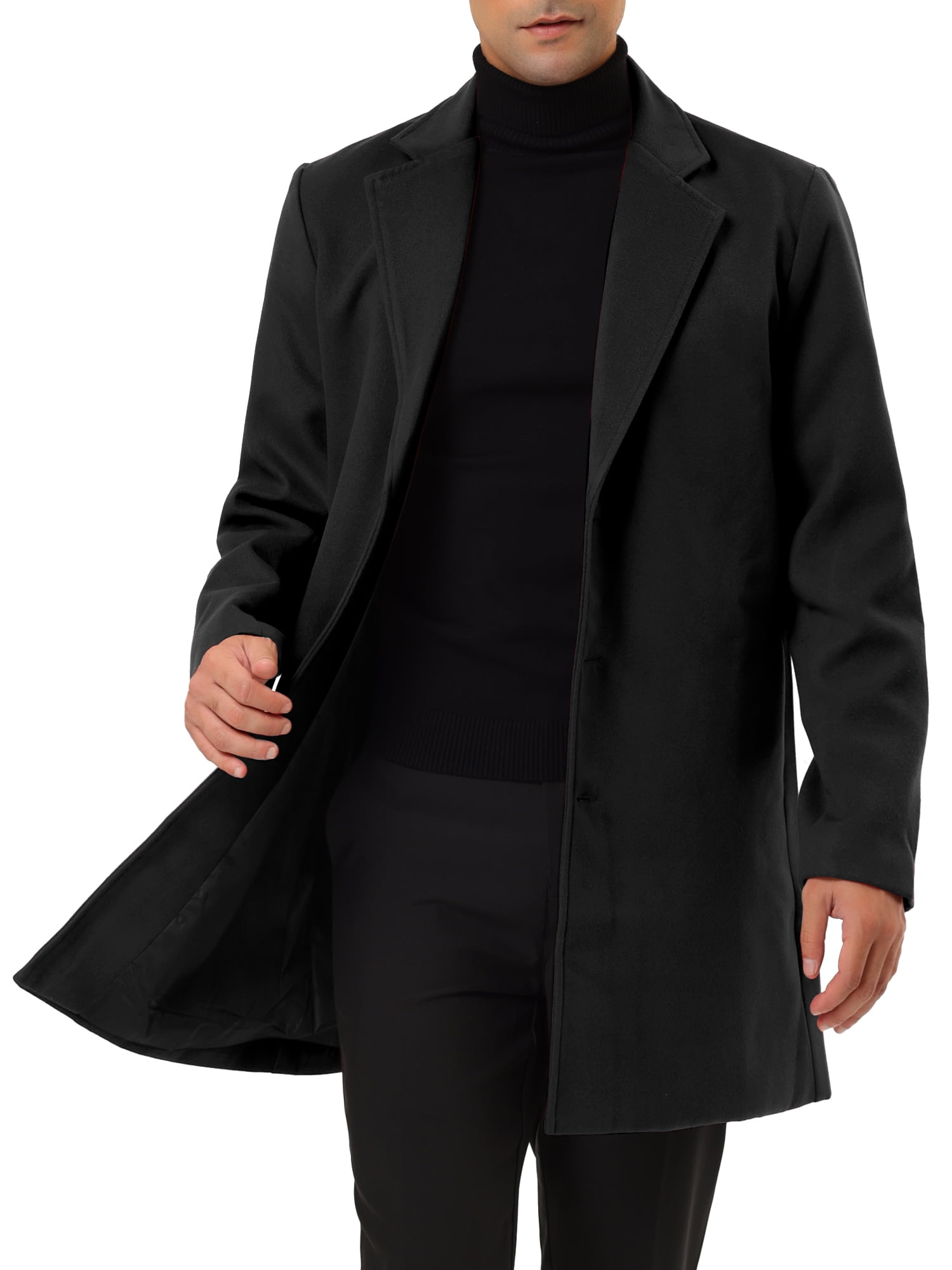 Free Shipping! Unique Bargains Men's Slim Fit Notched Lapel Overcoat L ...