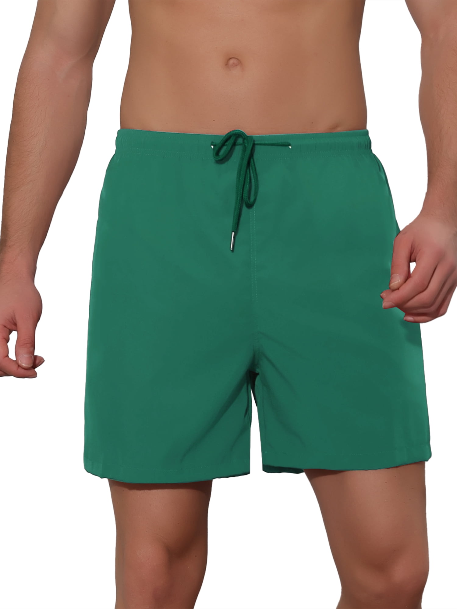 Unique Bargains Men's Summer Solid Color Elastic Waistband Swim Beach ...