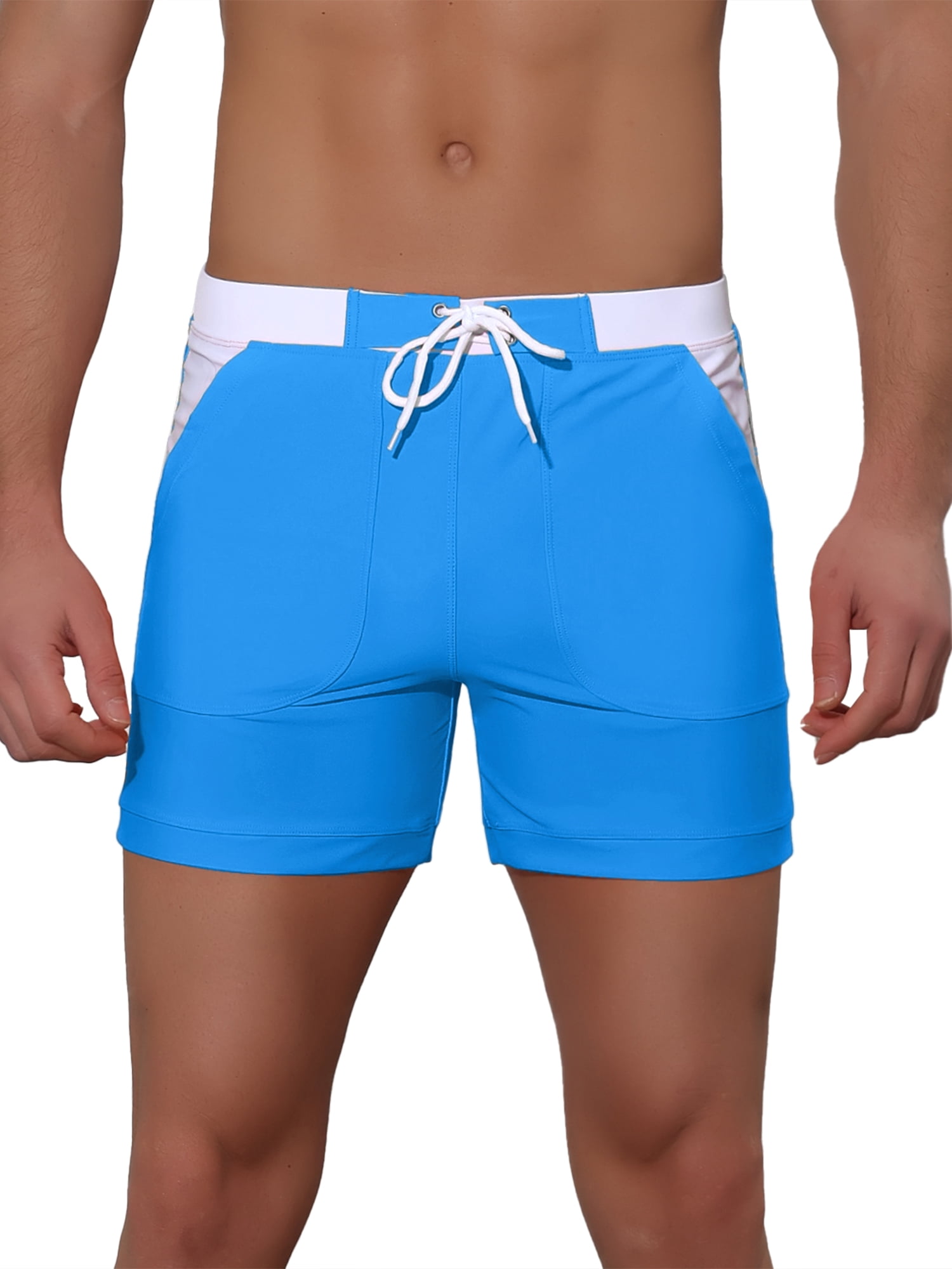 Unique Bargains Men's Summer Surfing Contrast Color Drawstring Waist ...