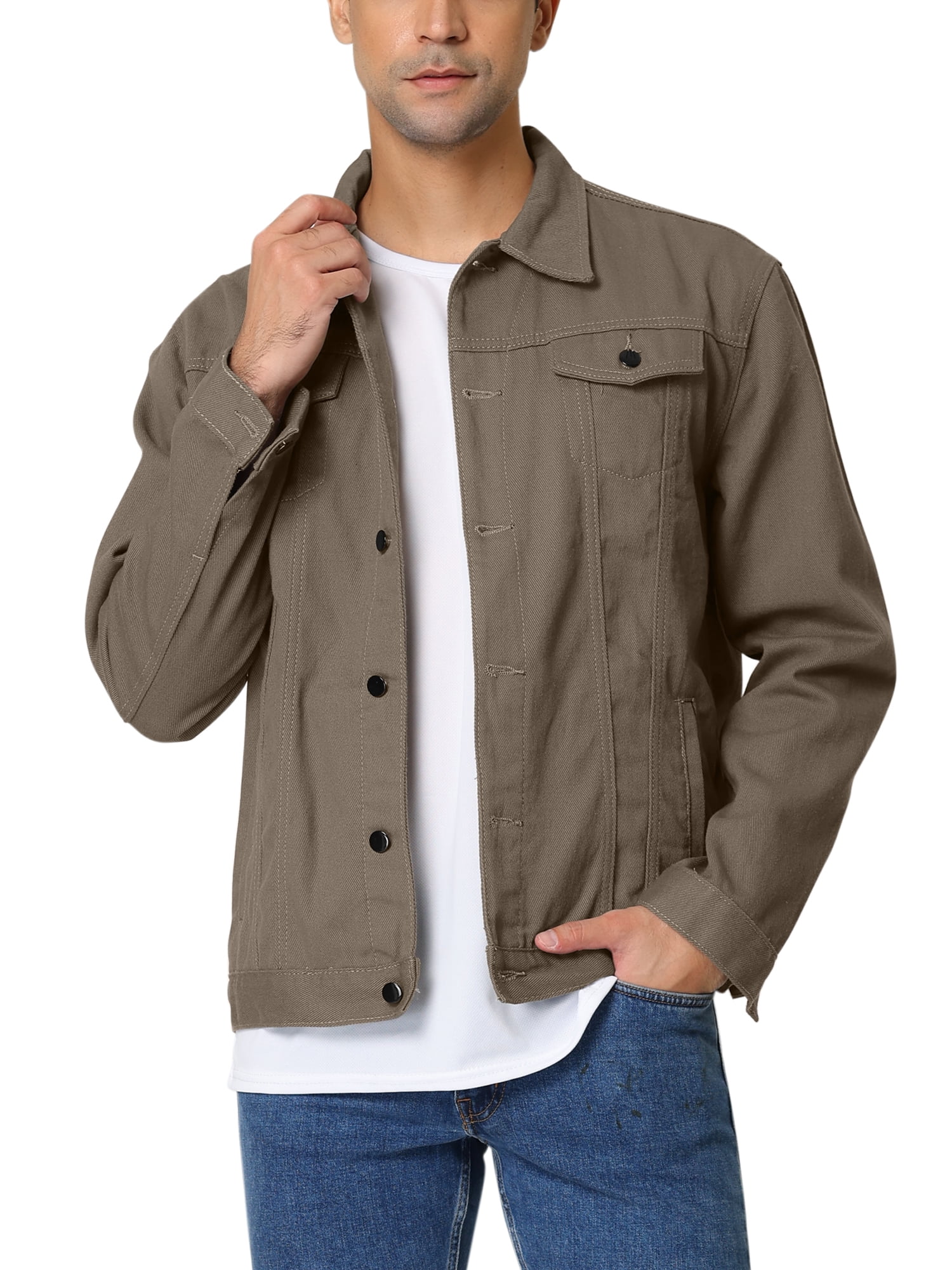 Unique Bargains Men's Trucker Denim Button Down Jacket with Pockets ... Unique Bargains Men's Trucker Denim Button Down Jacket with Pockets ...