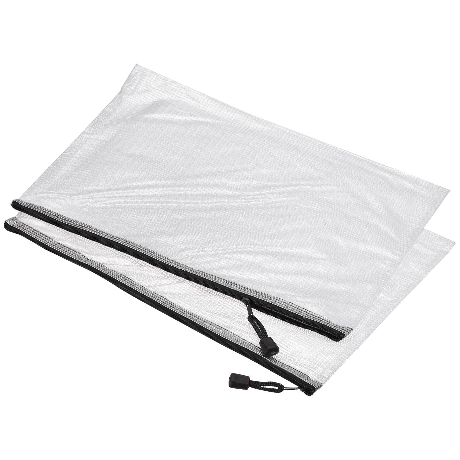 Unique Bargains Mesh Zipper Bag Plastic Zip File Pouch Document Folders ...