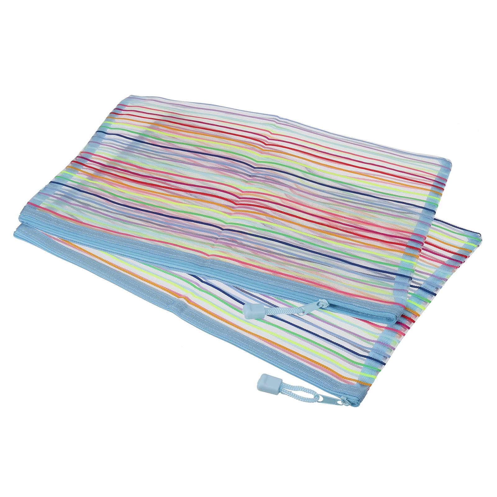 Unique Bargains Mesh Zipper Pouches Pencil Case Document File Bags ...