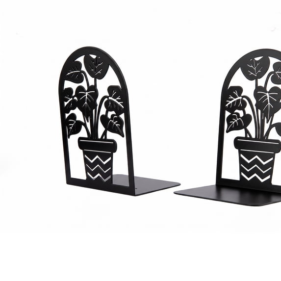 Unique Bargains Metal Tree Design Book Ends for Shelves Black Plant ...
