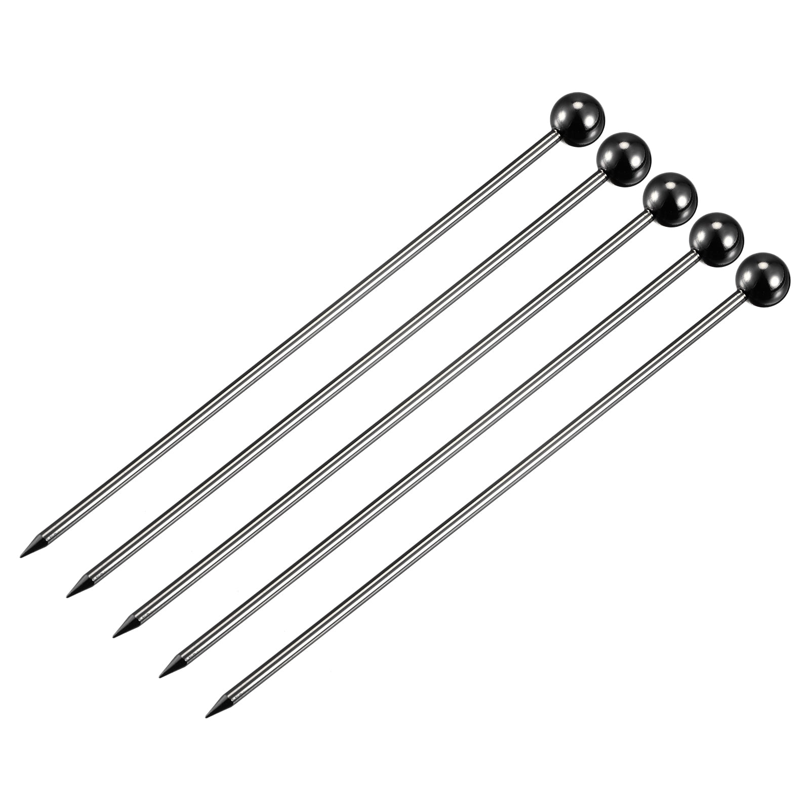 Unique Bargains Metal Cocktail Picks 5Pcs, Reusable Stainless Steel ...