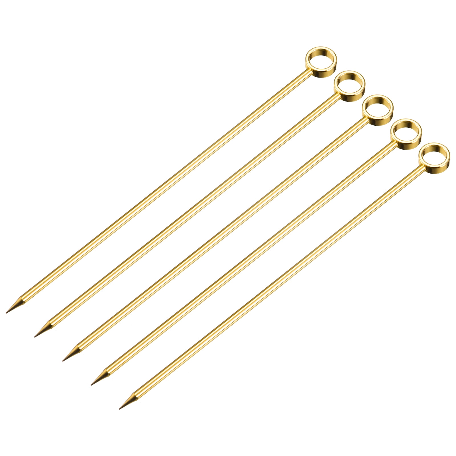 Unique Bargains Metal Cocktail Picks 5Pcs, Reusable Stainless Steel ...