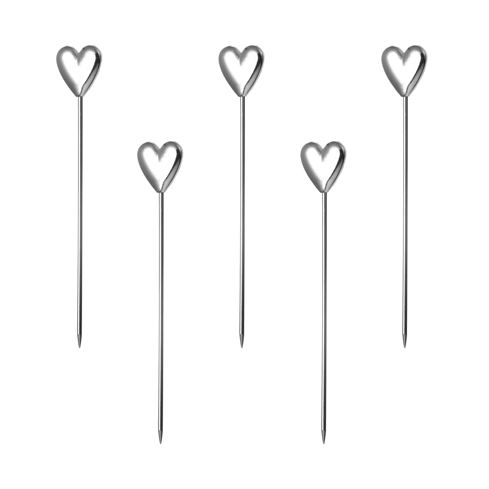 Unique Bargains Metal Cocktail Toothpicks Heart Shape Drink Picks ...
