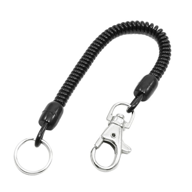 Unique Bargains Metal Coil Key Chain Strap - Cord Rope Clip - 20cm ...