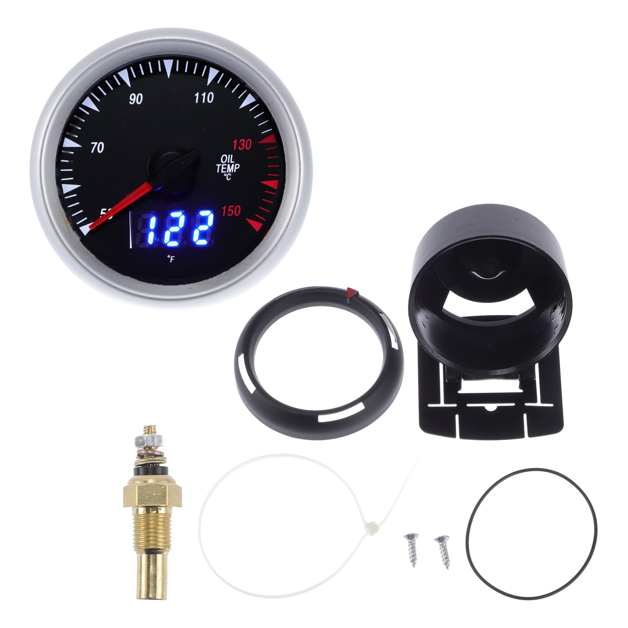 Unique Bargains Oil Temp Temperature Gauge Meter Kit Chrome Plating ...