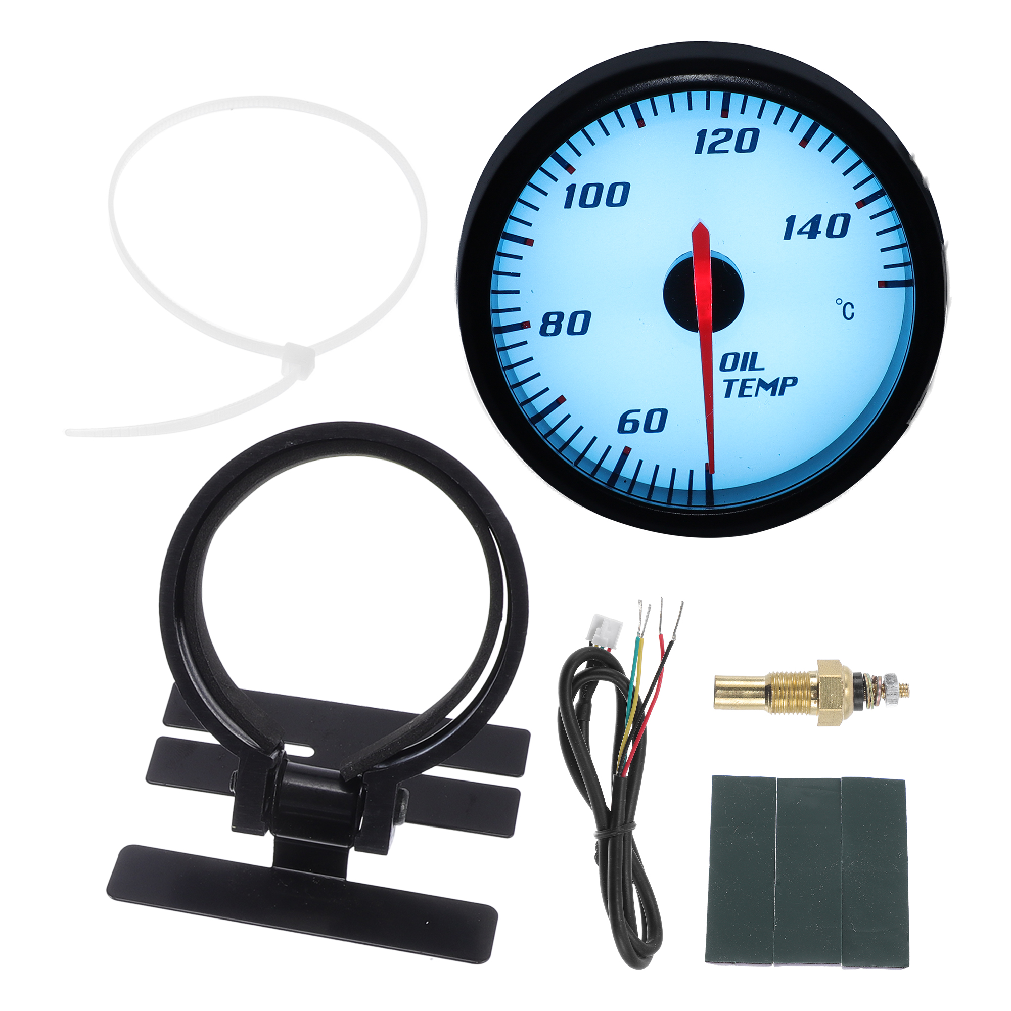 Unique Bargains Oil Temp Temperature Gauge Meter Kit Chrome Plating ...