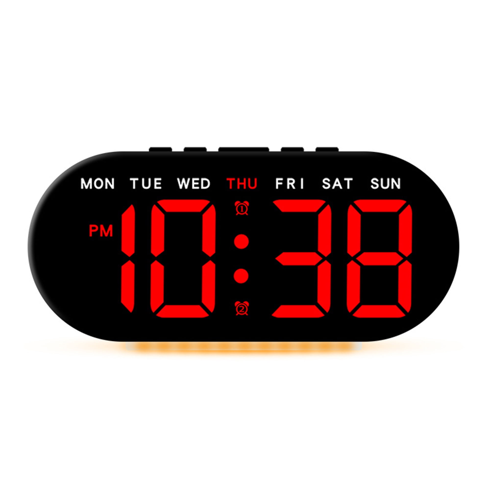 Unique Bargains Oval Digital Alarm Clock Bedroom Black Red - Walmart.com