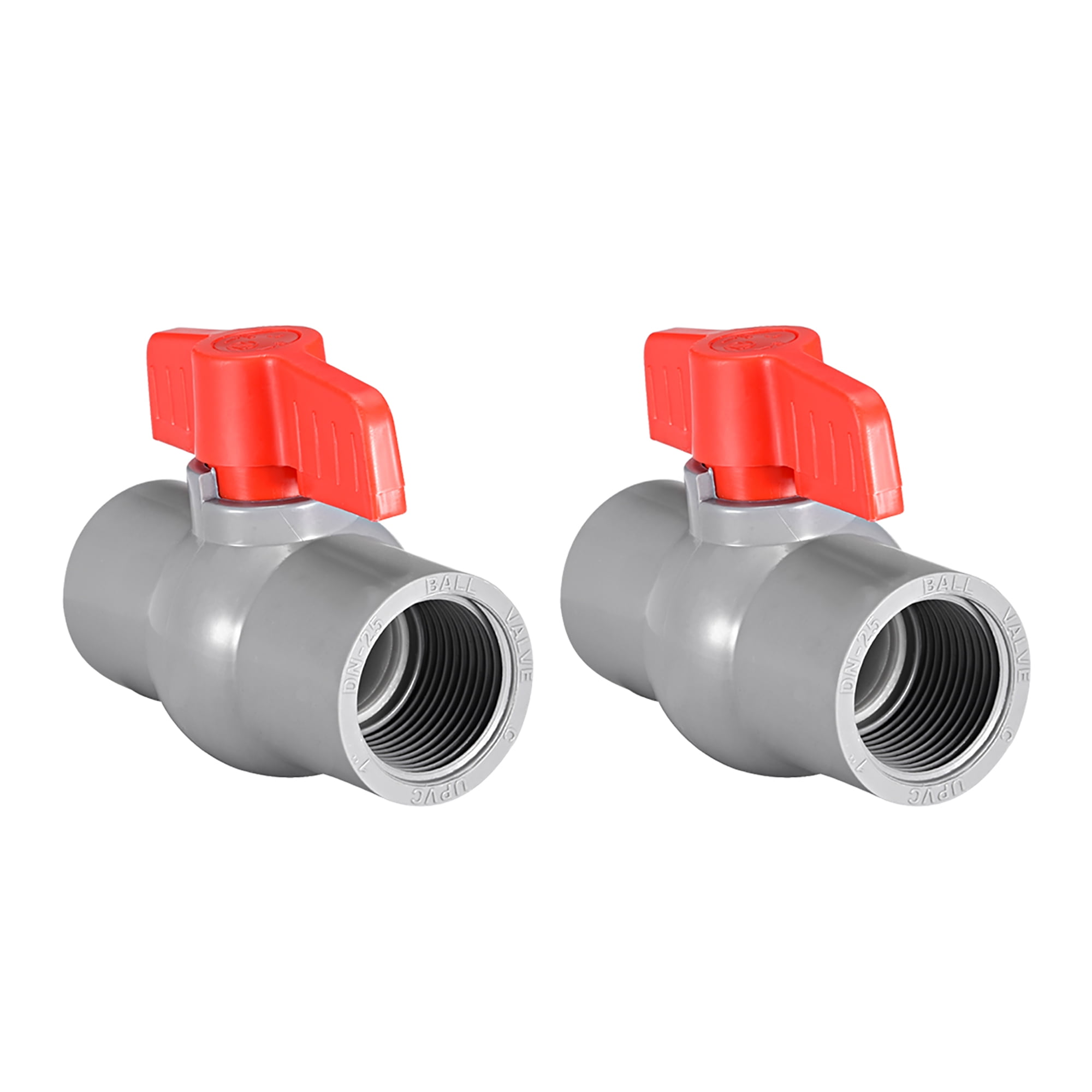 Unique Bargains PVC Ball Valve Water Pipe Threaded Ends PT1 Red Gray ...