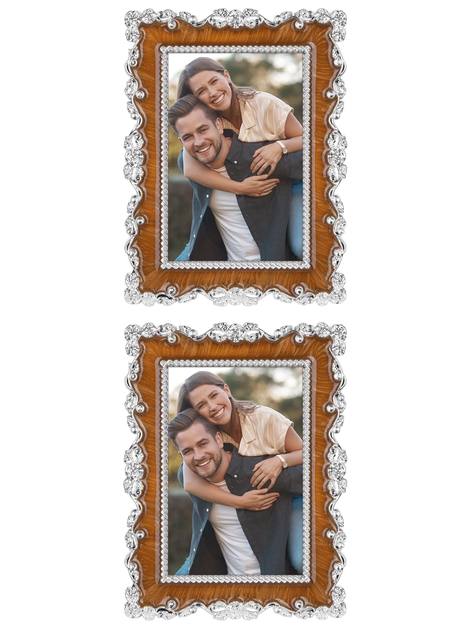 Unique Bargains Picture Frame Luxury Photo Frames Silver 4x6 Coffee ...