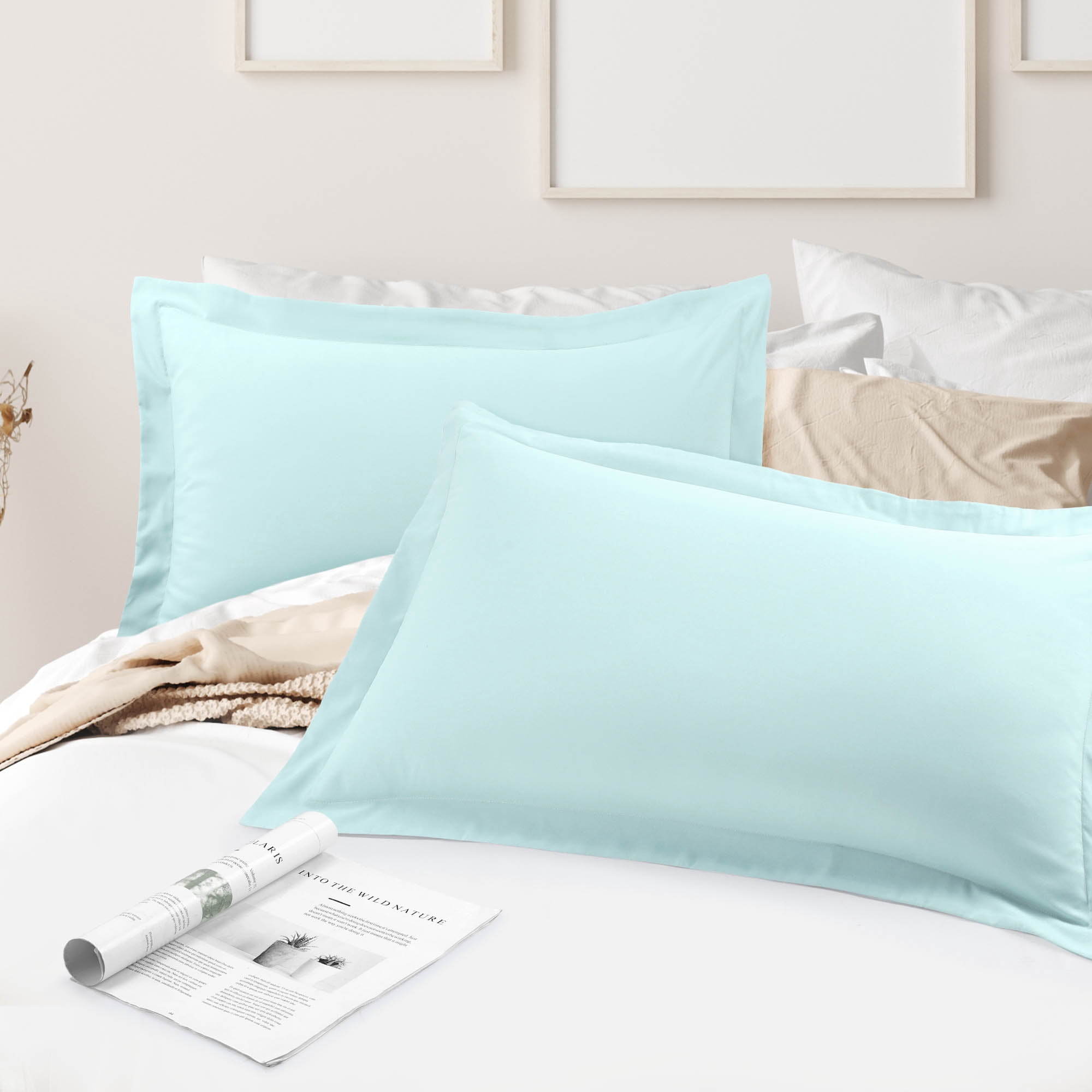 Unique Bargains Pillowcases Soft Microfiber Pillow Shams Set of 2 Queen ...