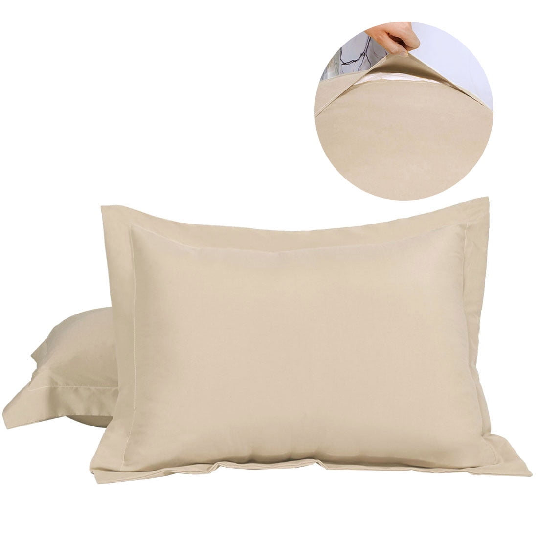Unique Bargains Pillowcases Set of 2 Standard Tan Microfiber Soft ...