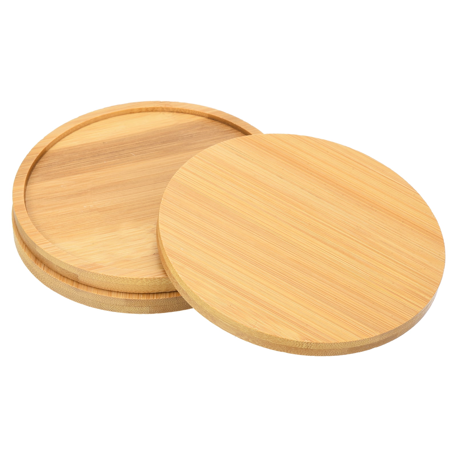 Unique Bargains Plant Saucer Bamboo Planter Saucer Drip Tray Round Plant Trays 13cm 3pk ...
